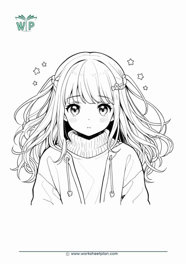 Anime Girl Coloring Pages » Worksheet Plan