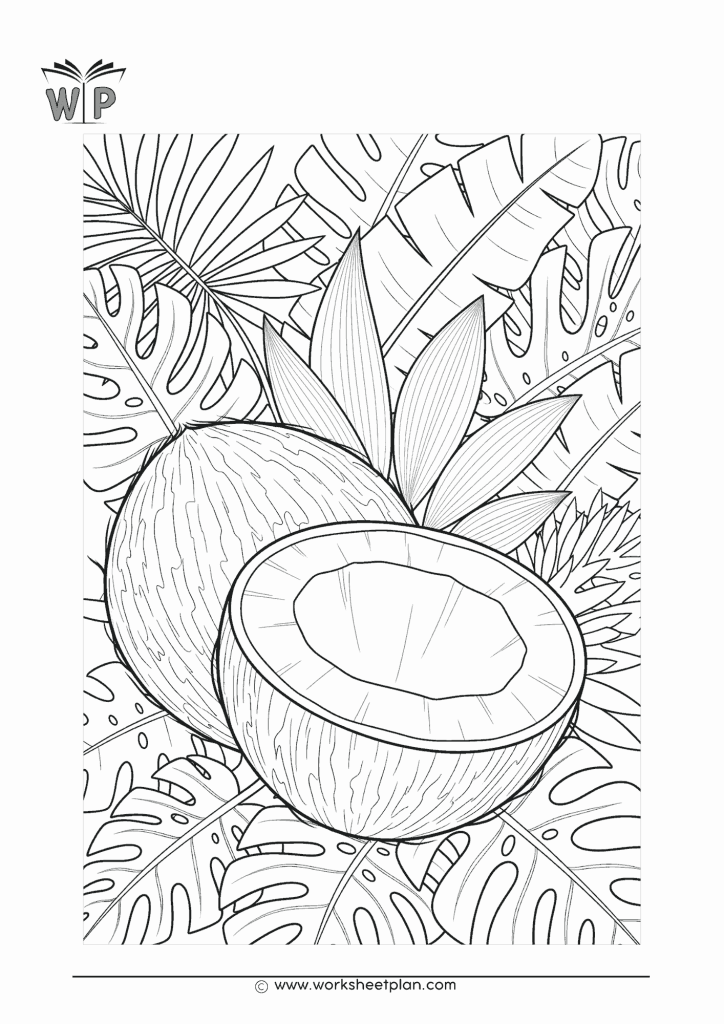 Coconut Coloring Pages » Worksheet Plan