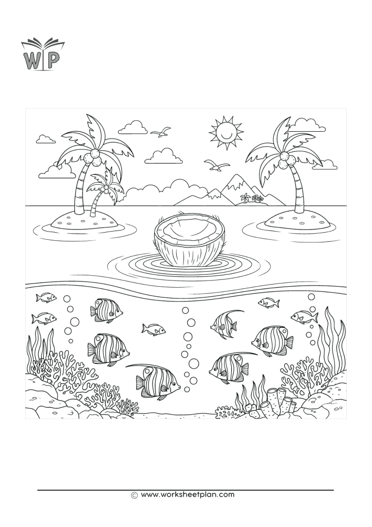 Coconut Coloring Pages » Worksheet Plan