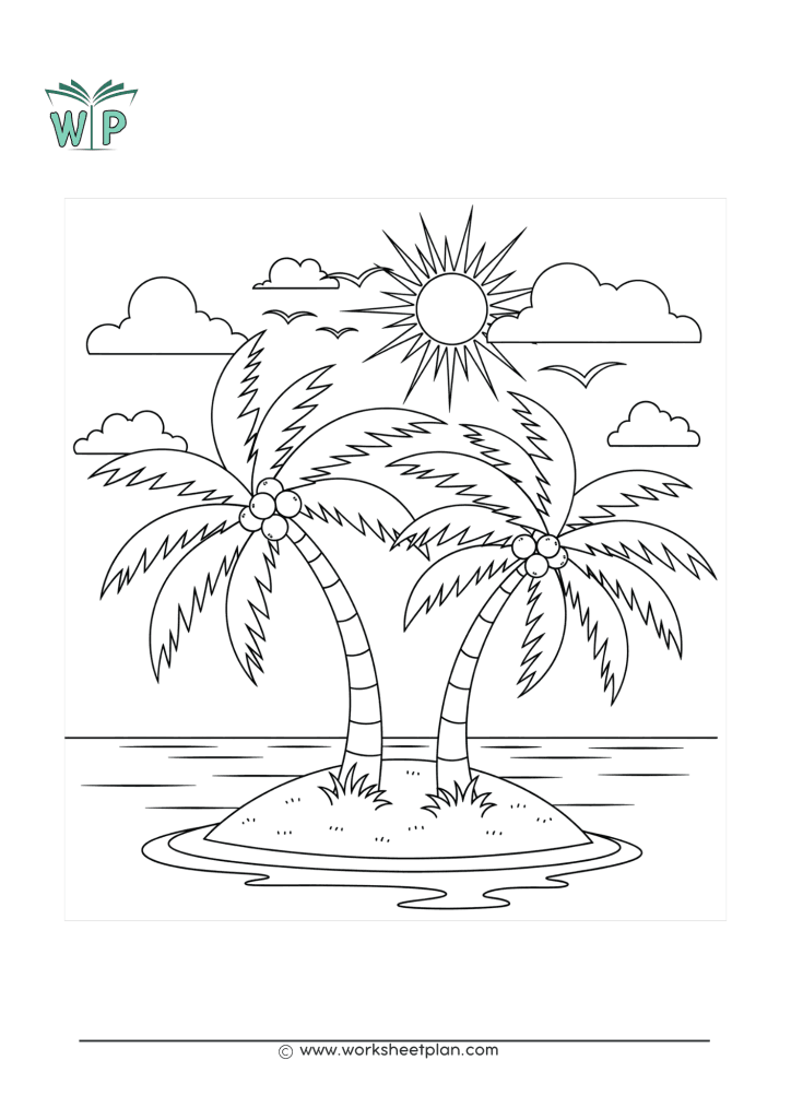 Coconut Coloring Pages » Worksheet Plan