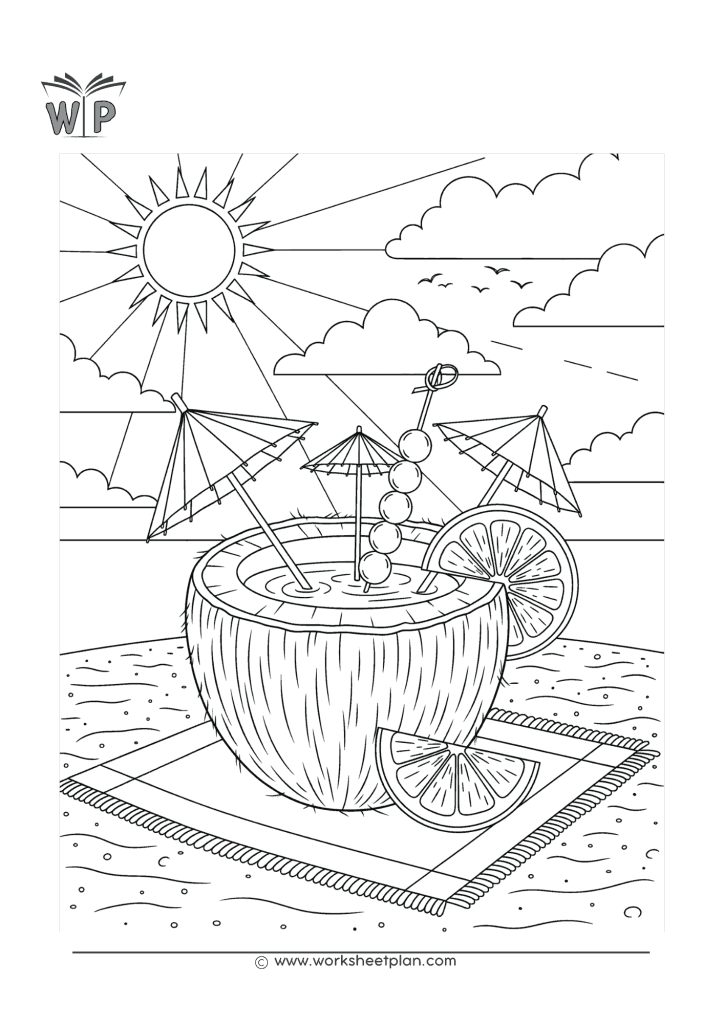 Coconut Coloring Pages » Worksheet Plan