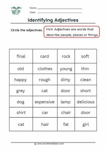 Identifying Adjectives » Worksheet Plan