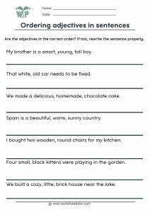 Ordering Adjectives in Sentences » Worksheet Plan