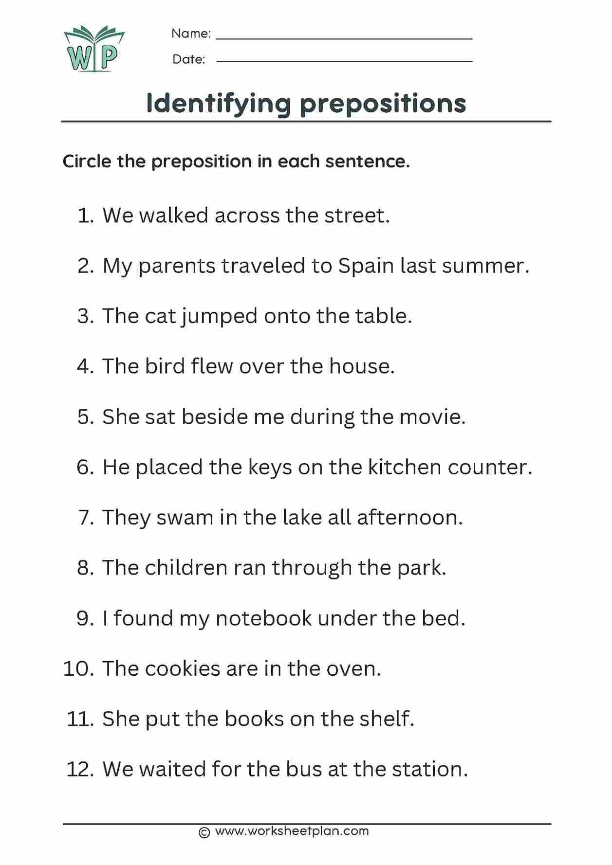 Grade 4 Grammar Worksheets » Worksheet Plan