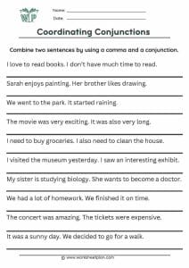 Coordinating Conjunctions » Worksheet Plan