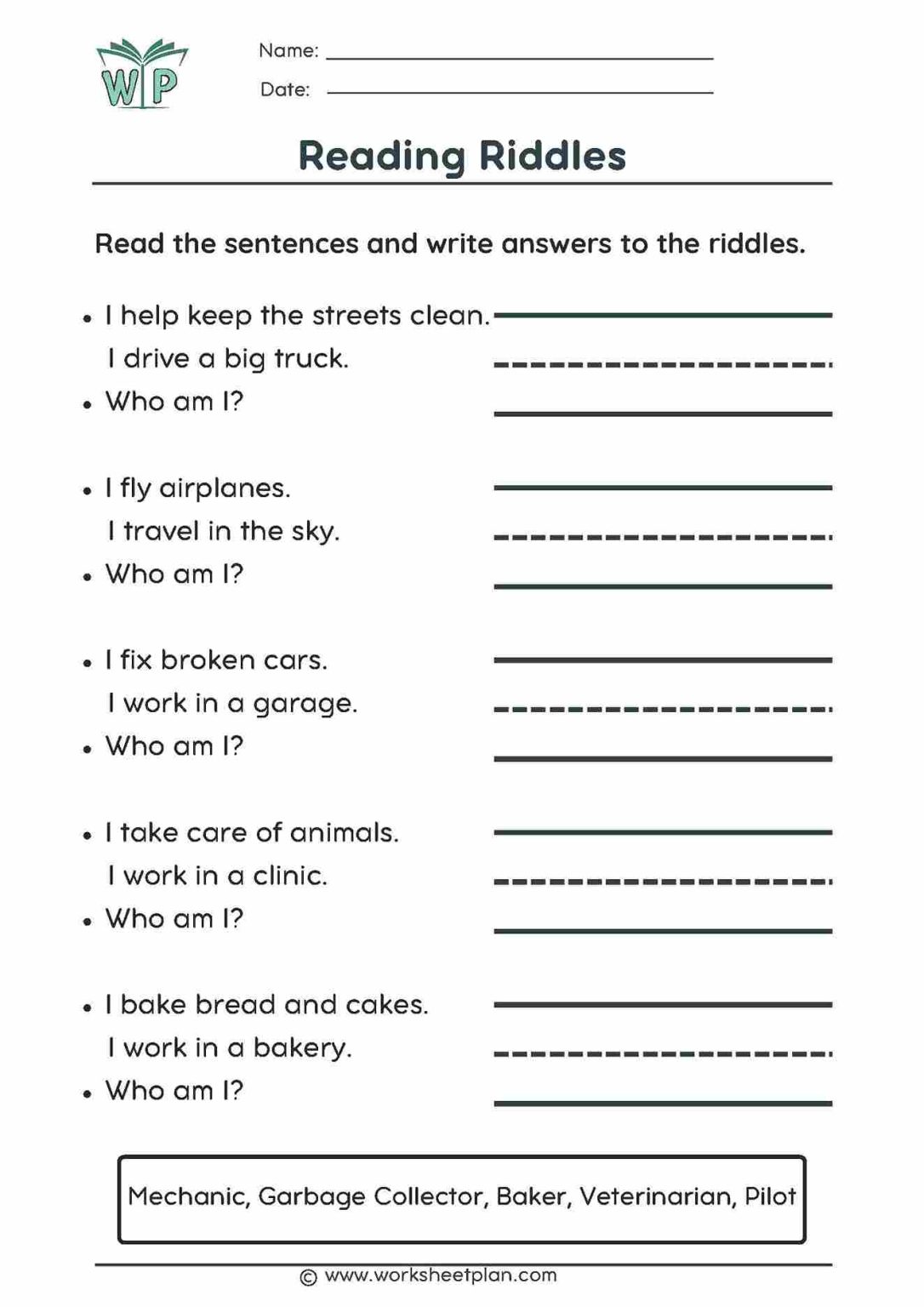 Reading Riddles » Worksheet Plan