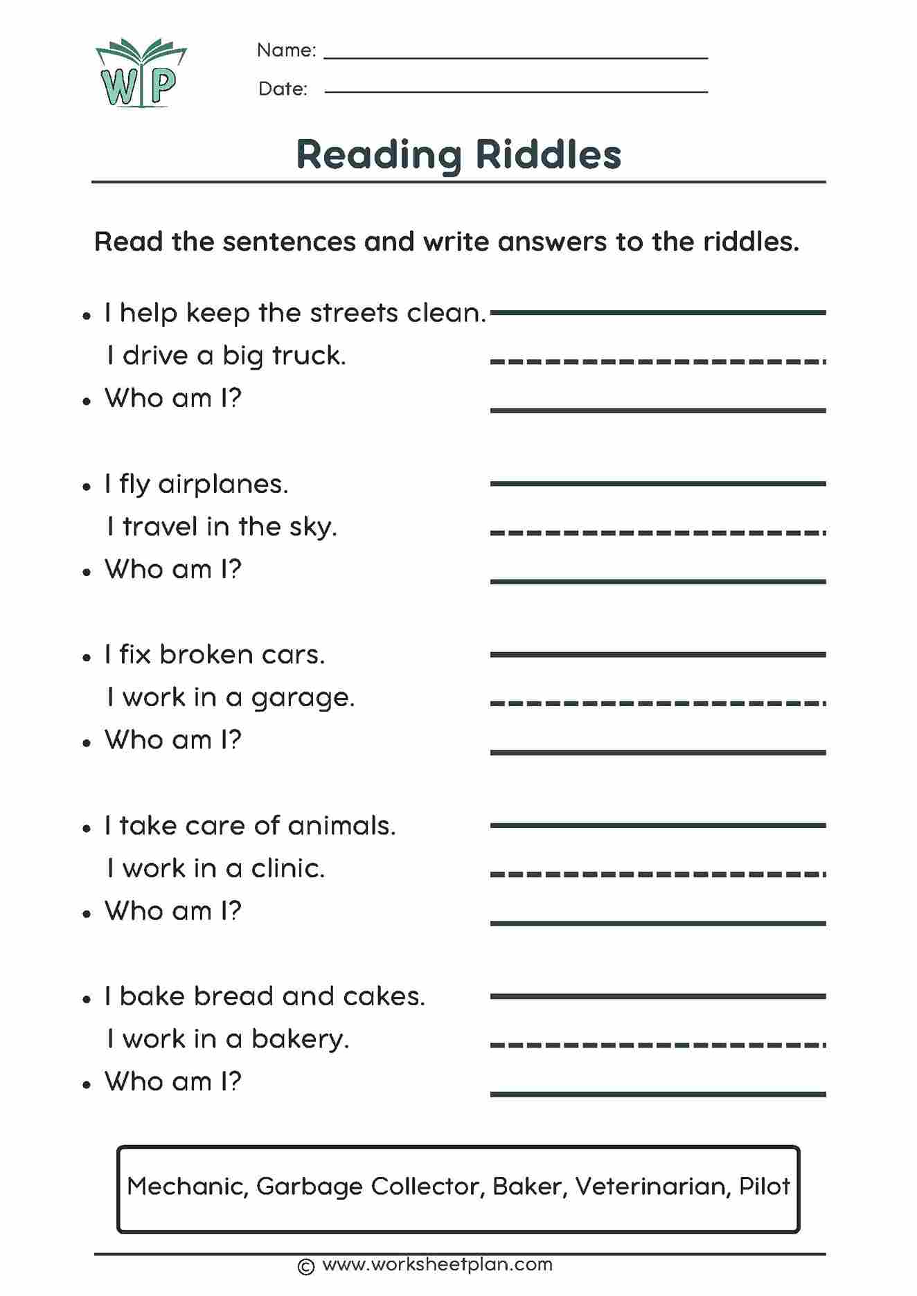 Reading Riddles » Worksheet Plan