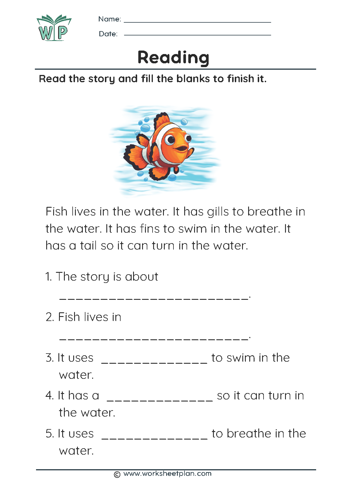 Fill in the blanks & Answering the questions » Worksheet Plan
