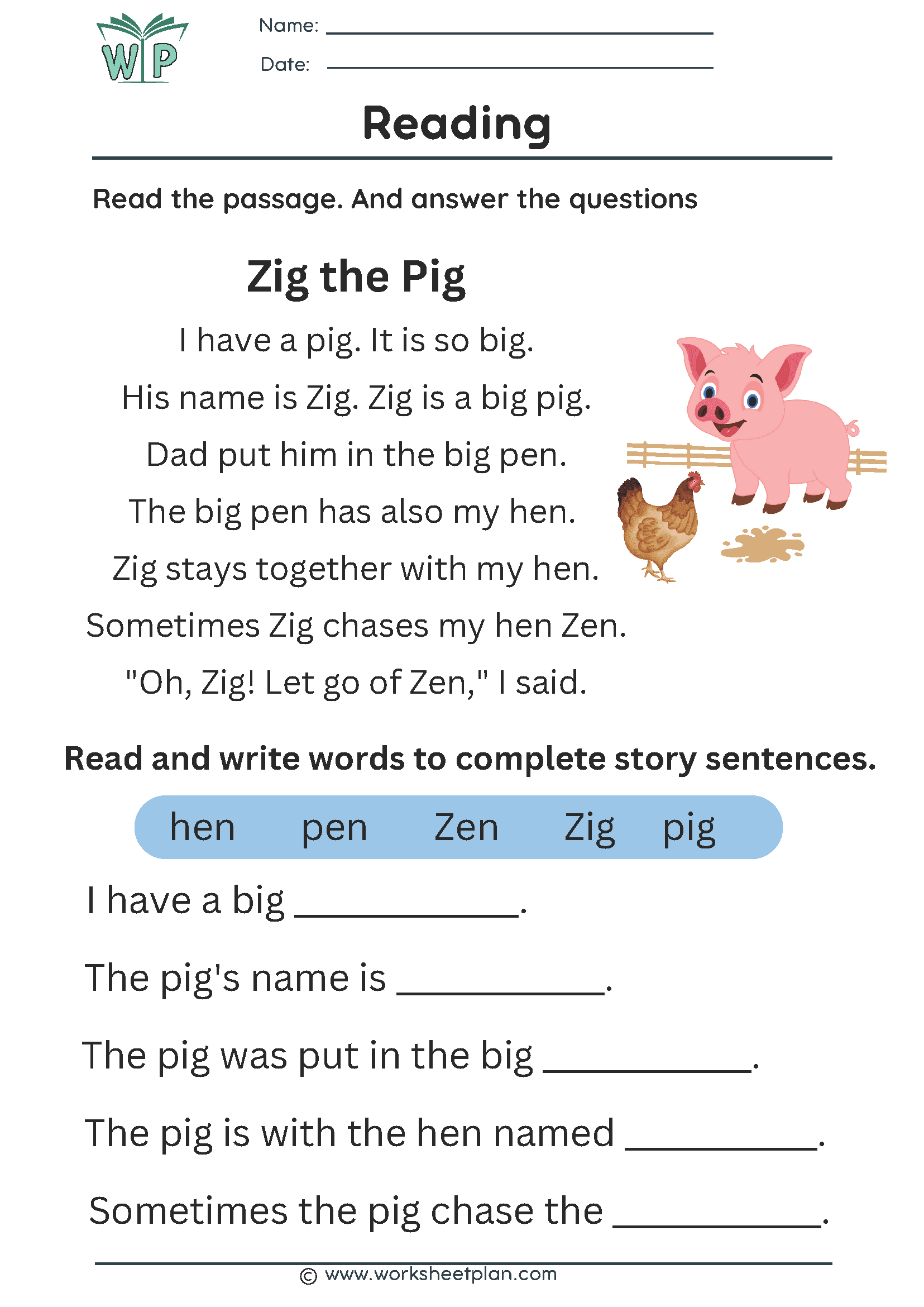 Completing story sentences and answering the questions Worksheets ...