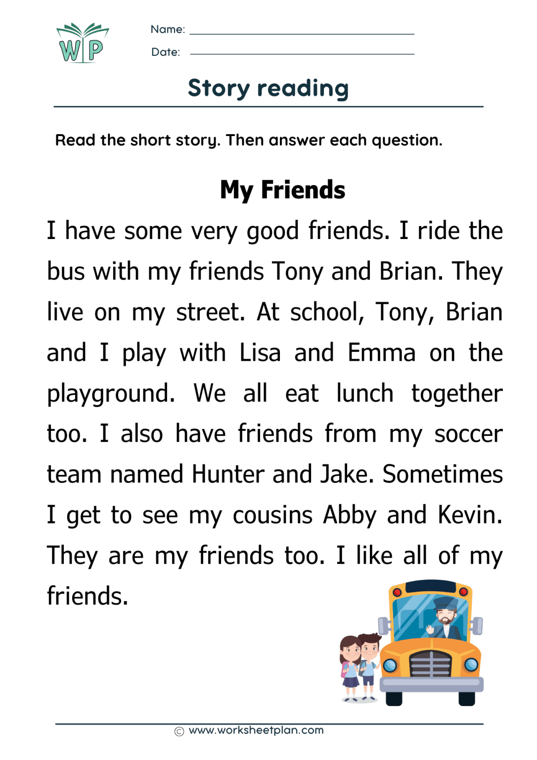 Story Reading Worksheets » Worksheet Plan