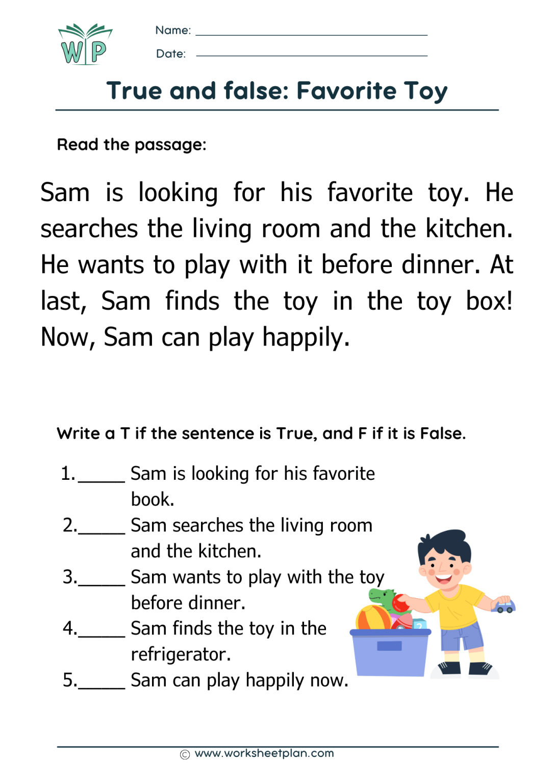 True and False » Worksheet Plan