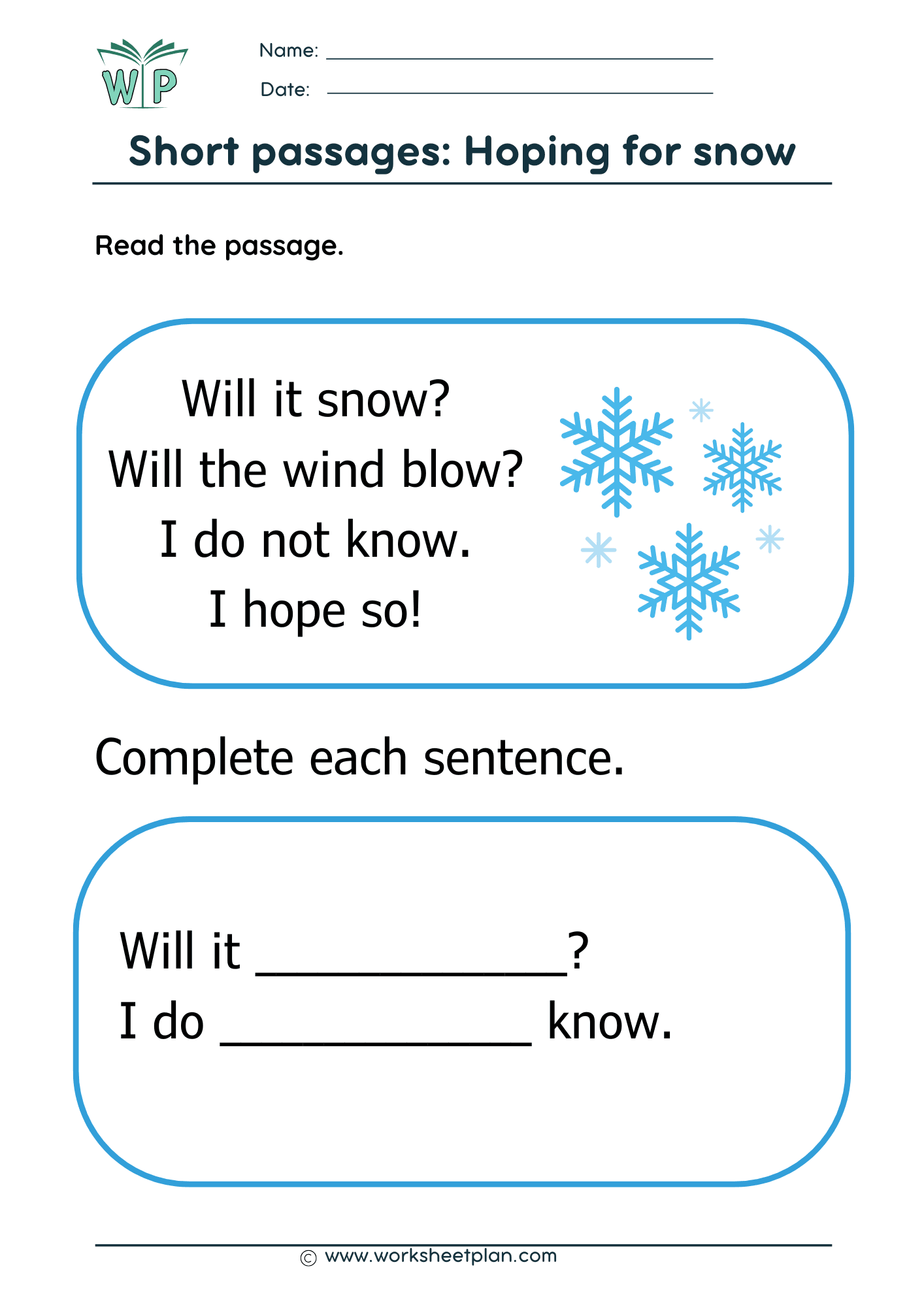 Short Passages Worksheets » Worksheet Plan