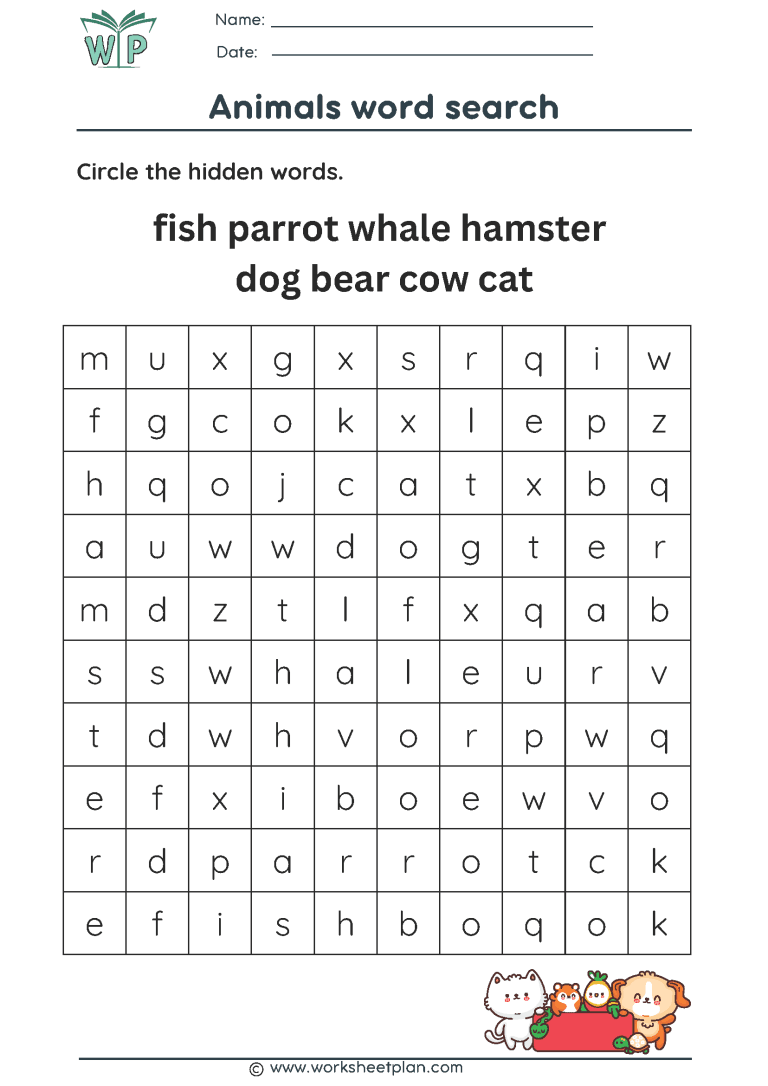 Animals Words » Worksheet Plan