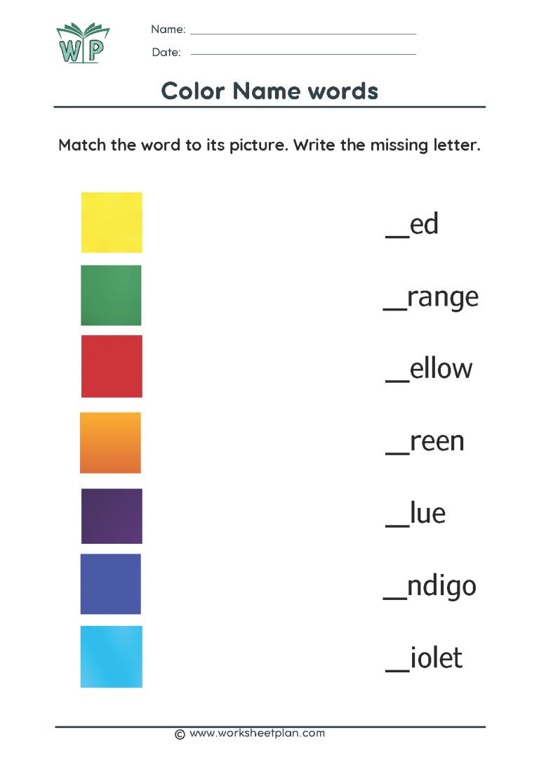 Missing color Letters » Worksheet Plan