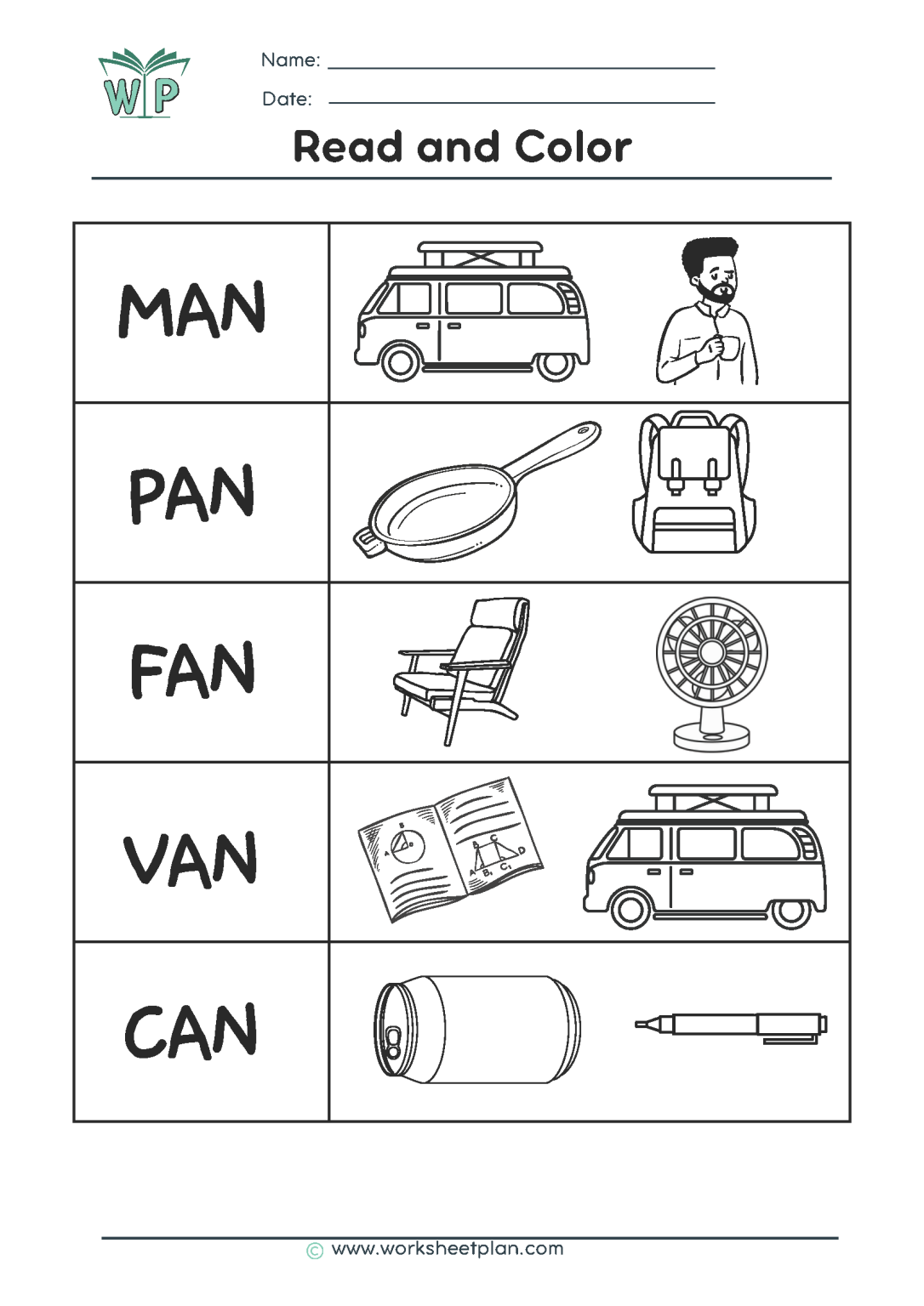 Read & Color » Worksheet Plan
