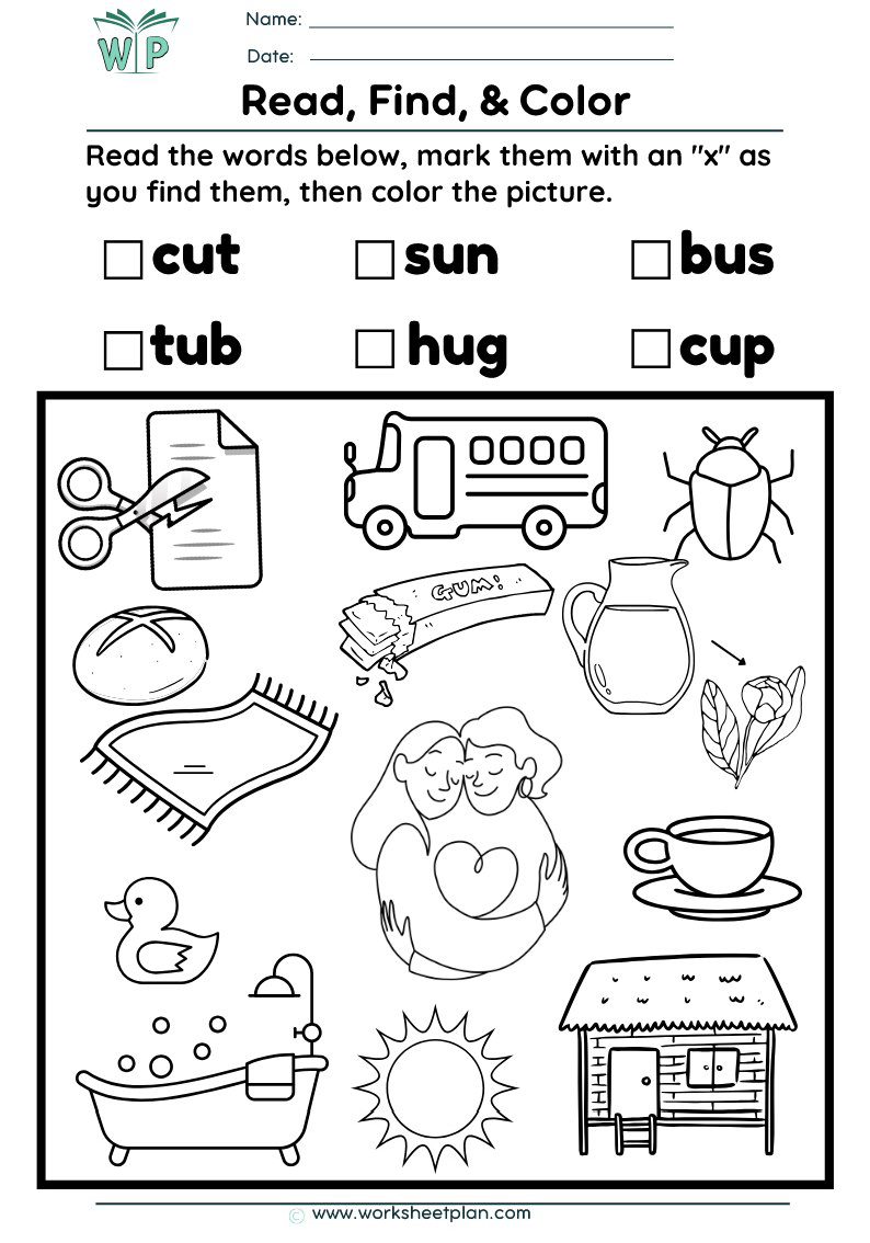 Read, find & Color » Worksheet Plan