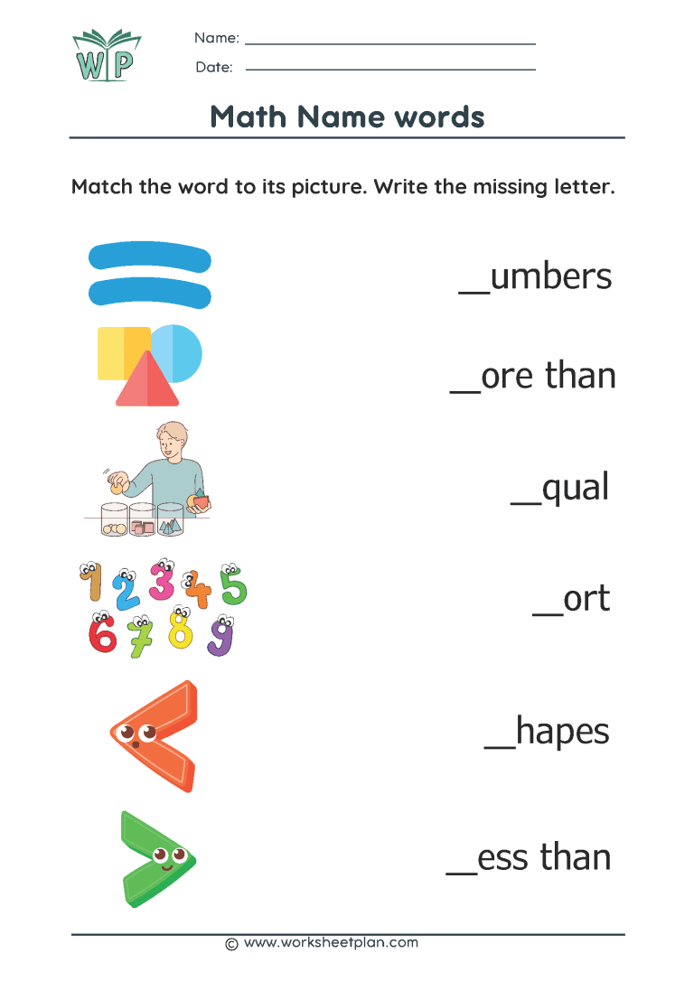 Missing math name Letters » Worksheet Plan