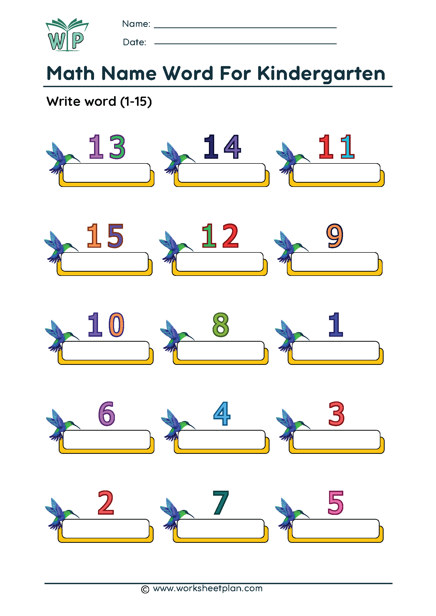 Writing math name Words » Worksheet Plan