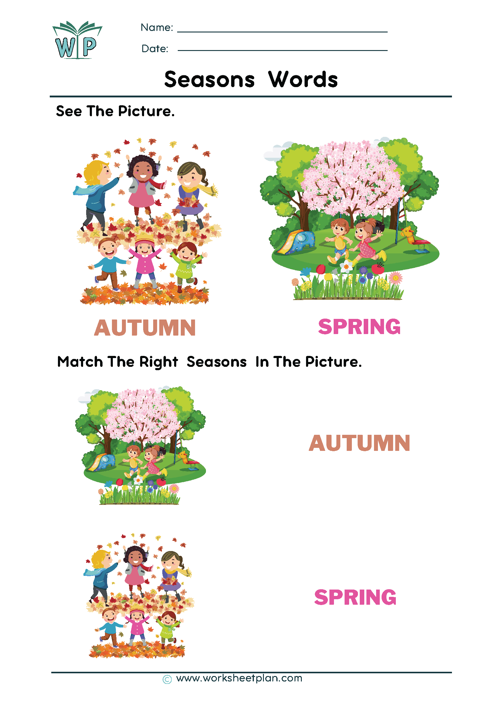 Matching seasons Words » Worksheet Plan