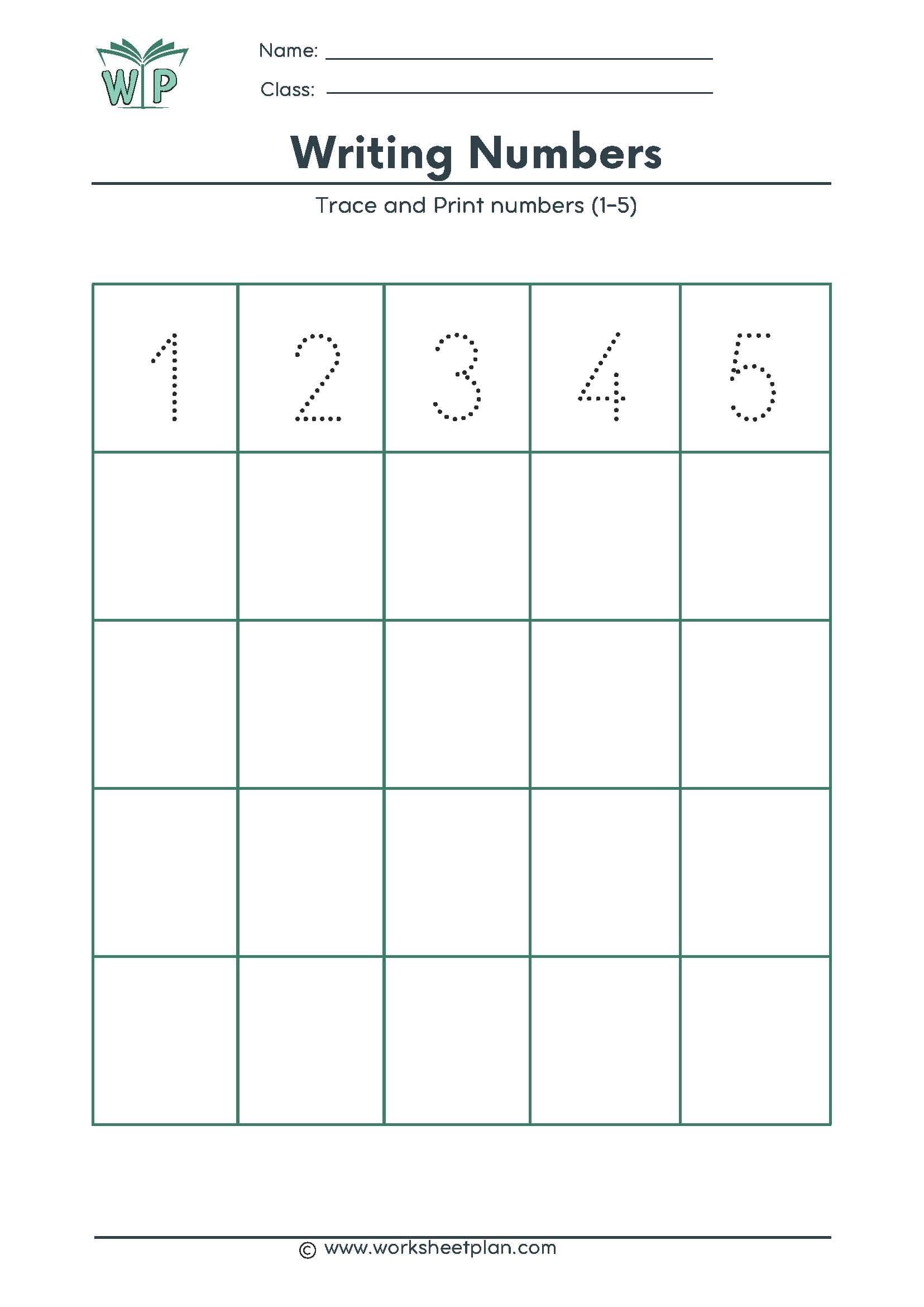Writing Numbers 1-20 » Worksheet Plan