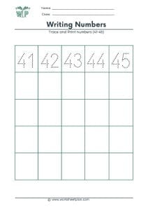 Writing Numbers 41-60 » Worksheet Plan