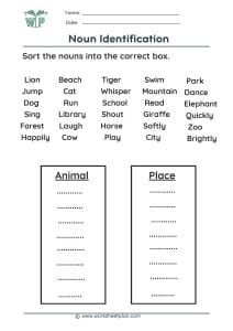 Finding Nouns » Worksheet Plan