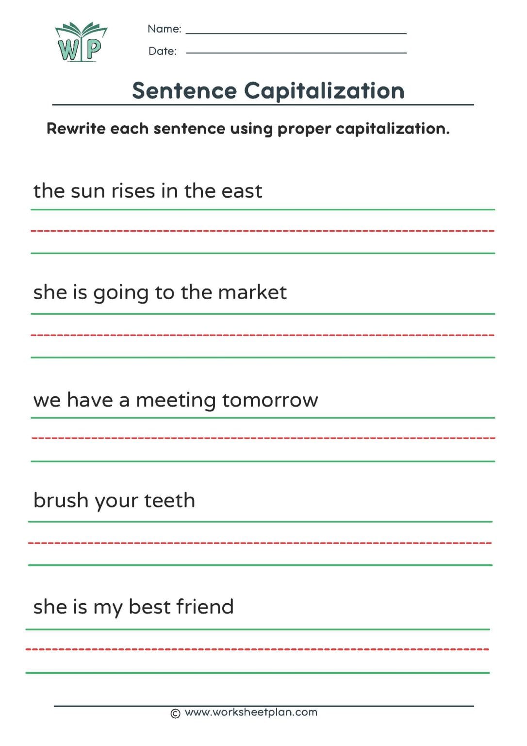 Capitalization » Worksheet Plan