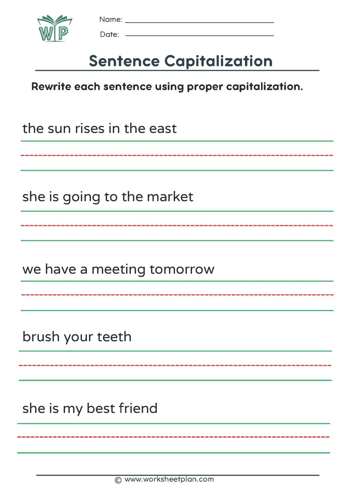 Capitalization » Worksheet Plan
