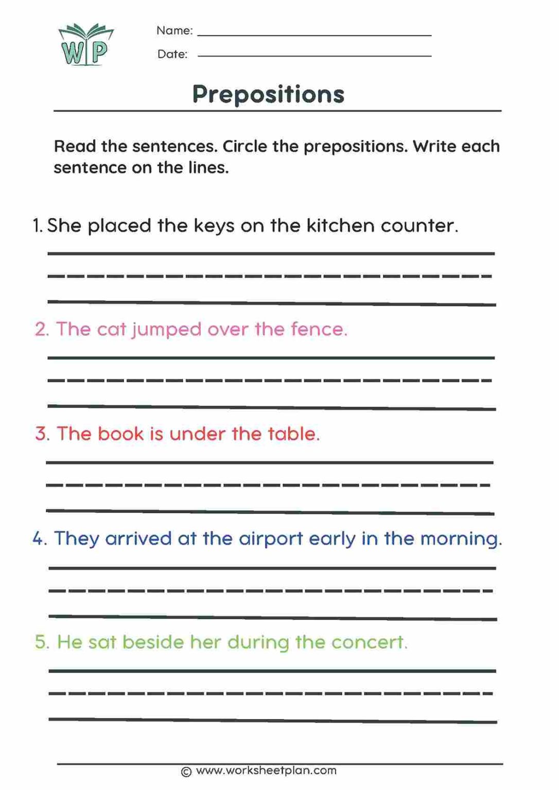 In Sentence » Worksheet Plan
