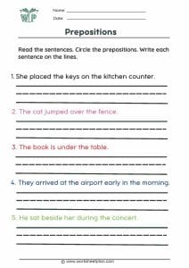 Kindergarten Preposition Worksheets » Worksheet Plan