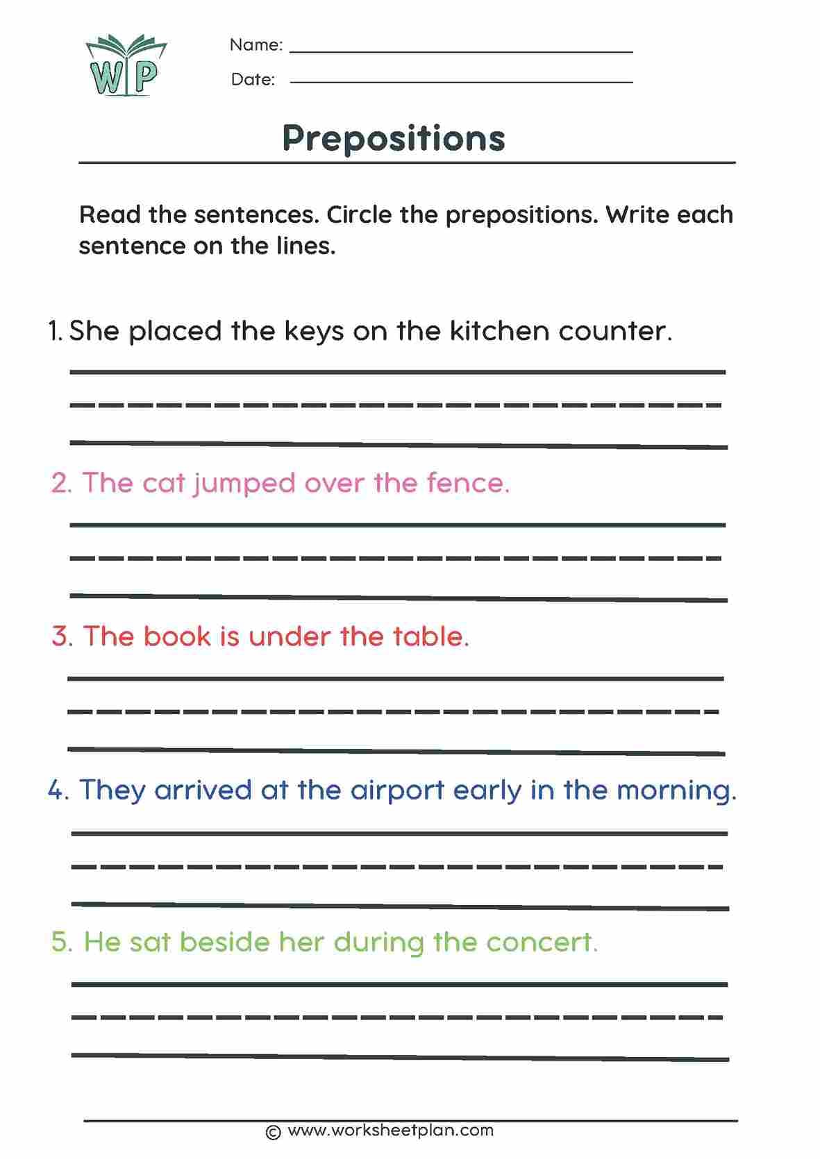 In Sentence » Worksheet Plan