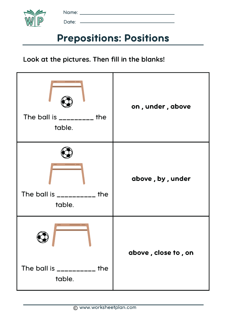 Positions » Worksheet Plan