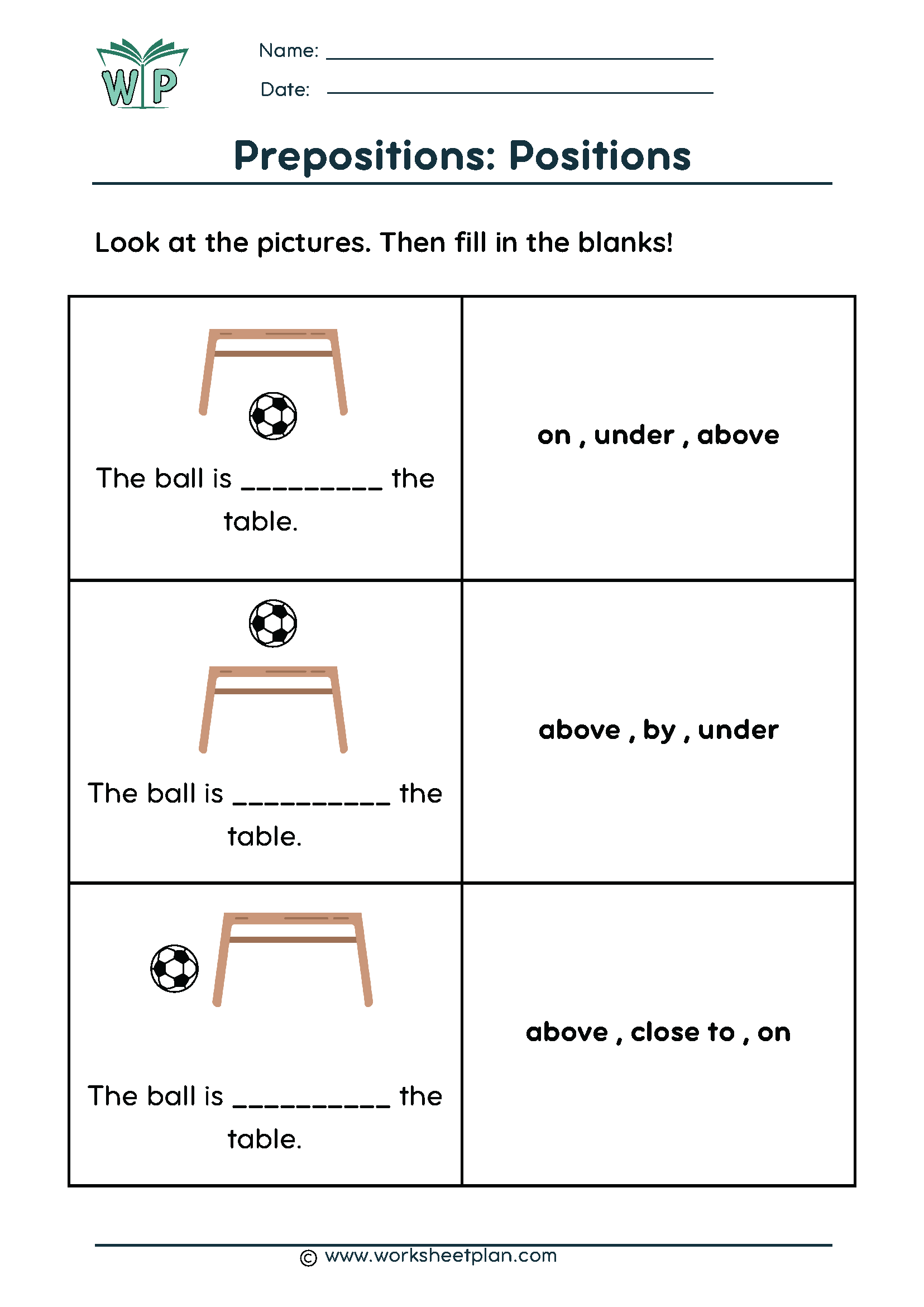 Positions » Worksheet Plan