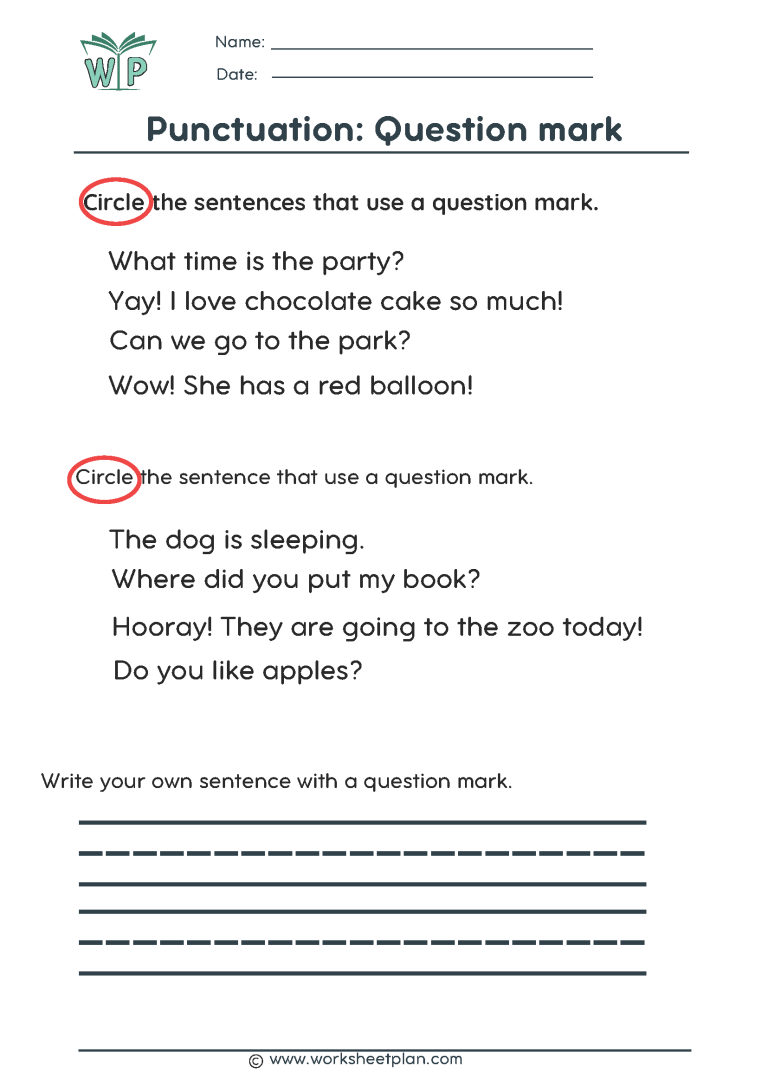 Question Mark » Worksheet Plan