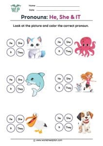 Pronouns: He, She & It » Worksheet Plan