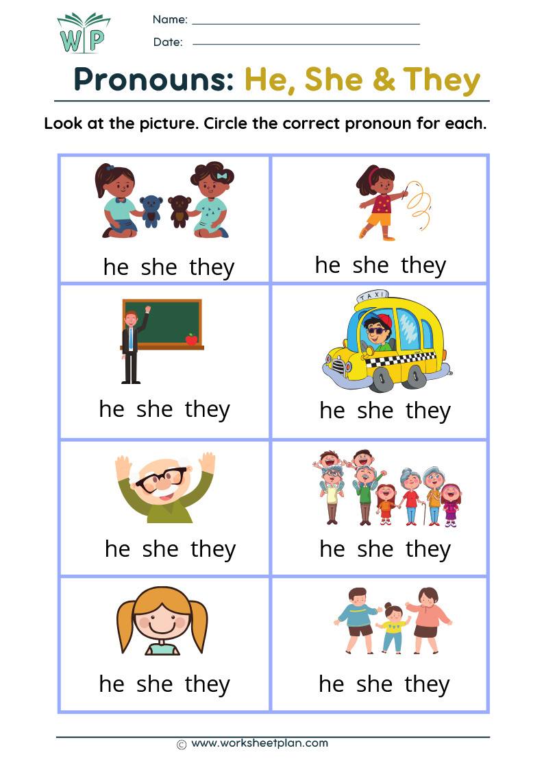 Pronouns: They, He & She » Worksheet Plan