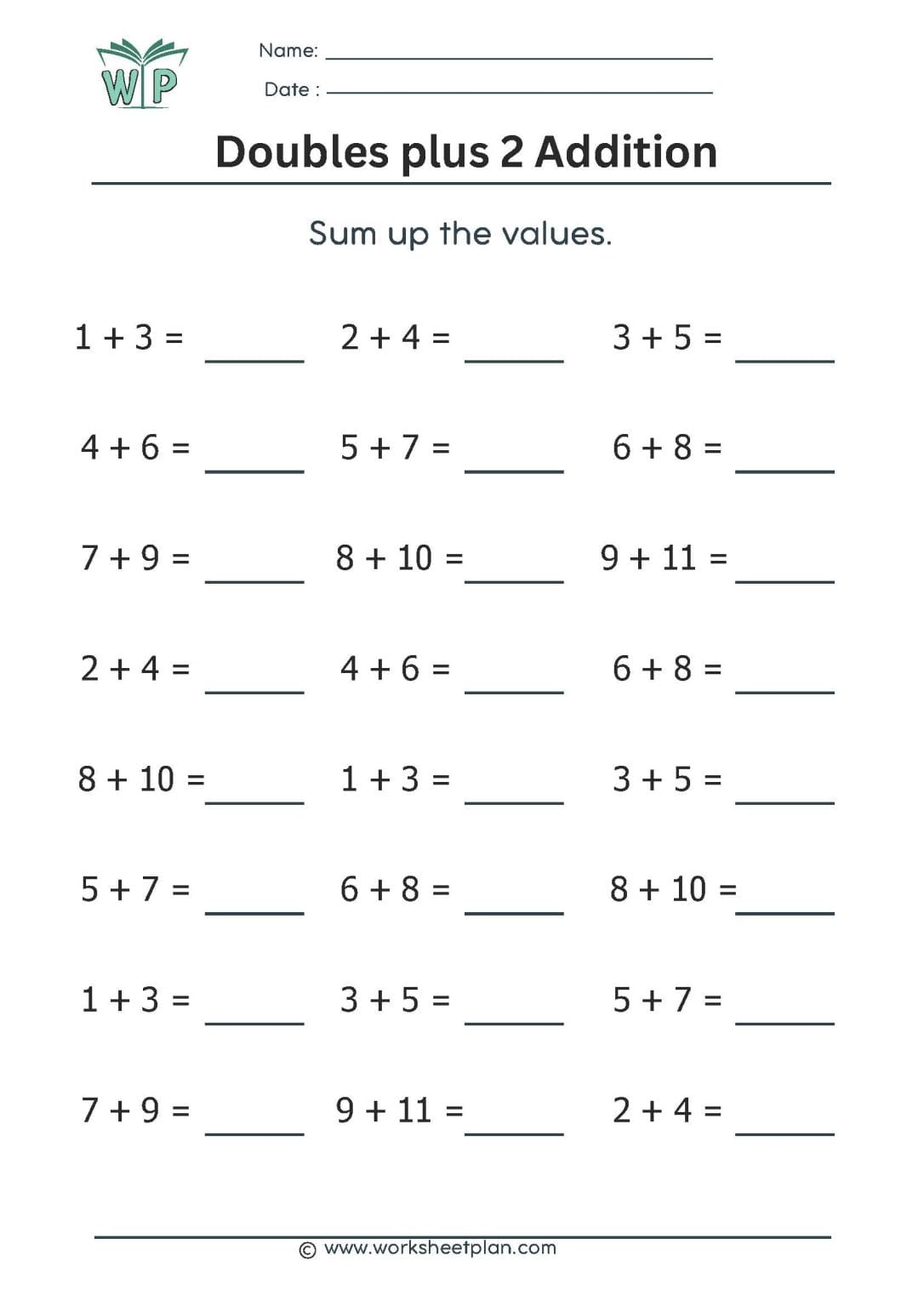 Double Plus 2 » Worksheet Plan
