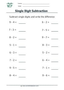 Subtraction worksheets Grade 1 » Worksheet Plan