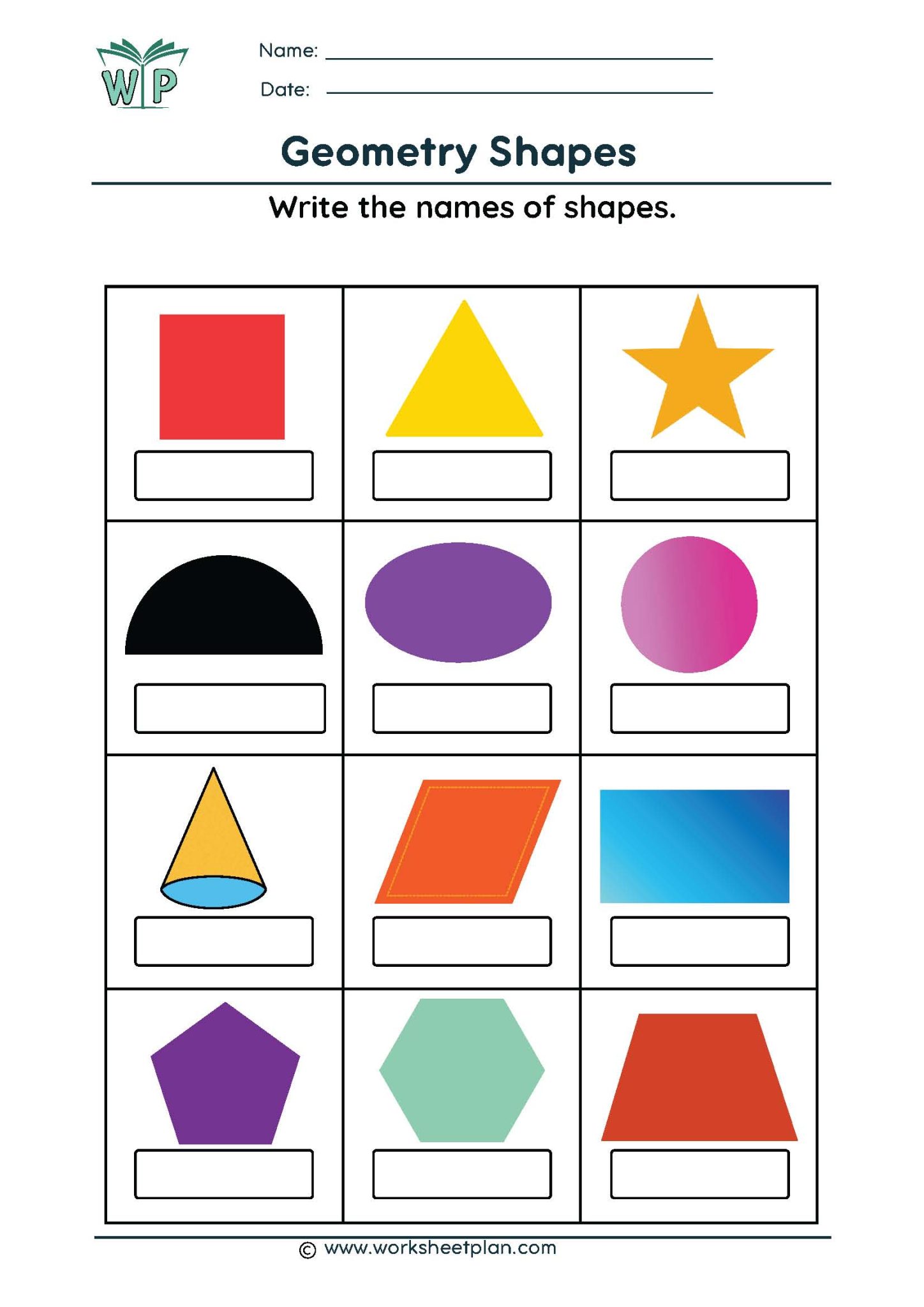 Geometry Grade 2 » Worksheet Plan