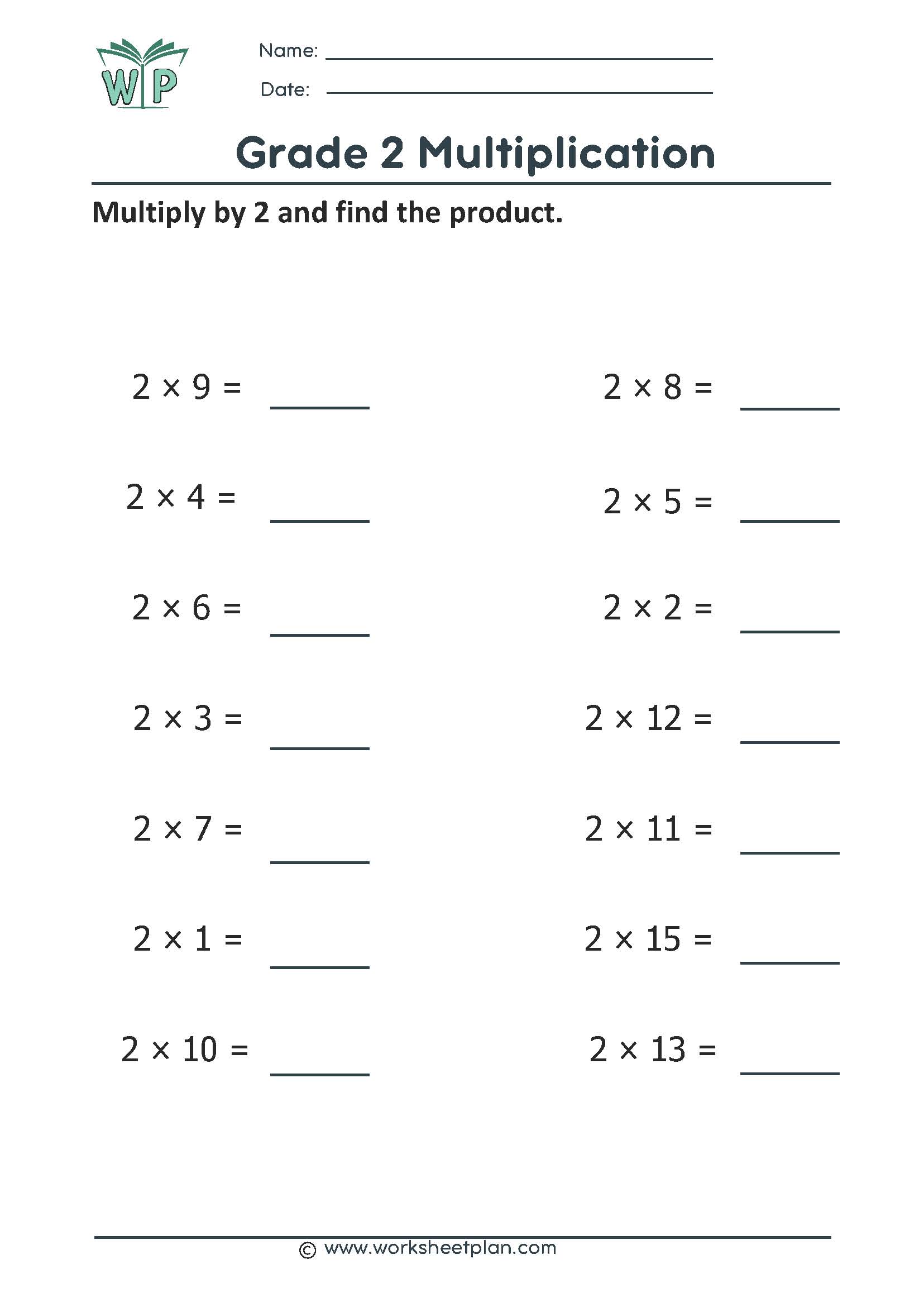 Multiply by 2 » Worksheet Plan