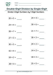 Double digit by single digit » Worksheet Plan