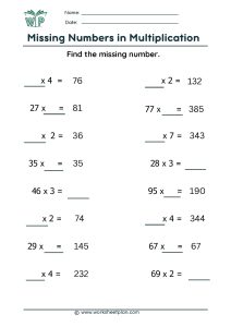 Missing numbers » Worksheet Plan
