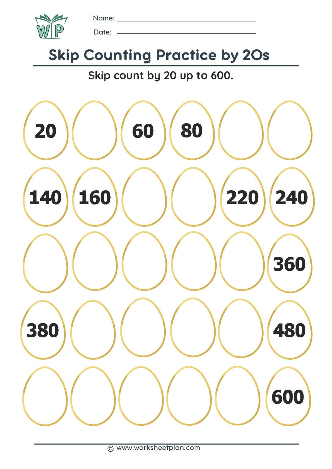 Skip counting 20, 30 and 40 » Worksheet Plan