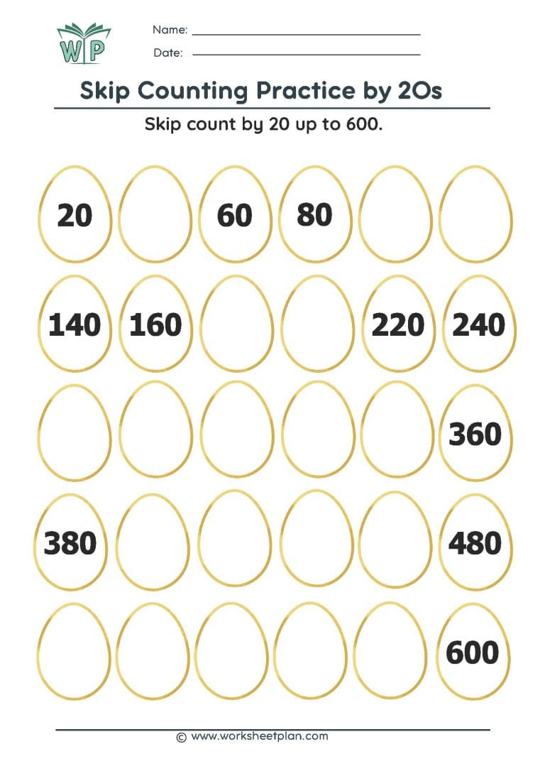 Skip counting 20, 30 and 40 Worksheets » Worksheet Plan