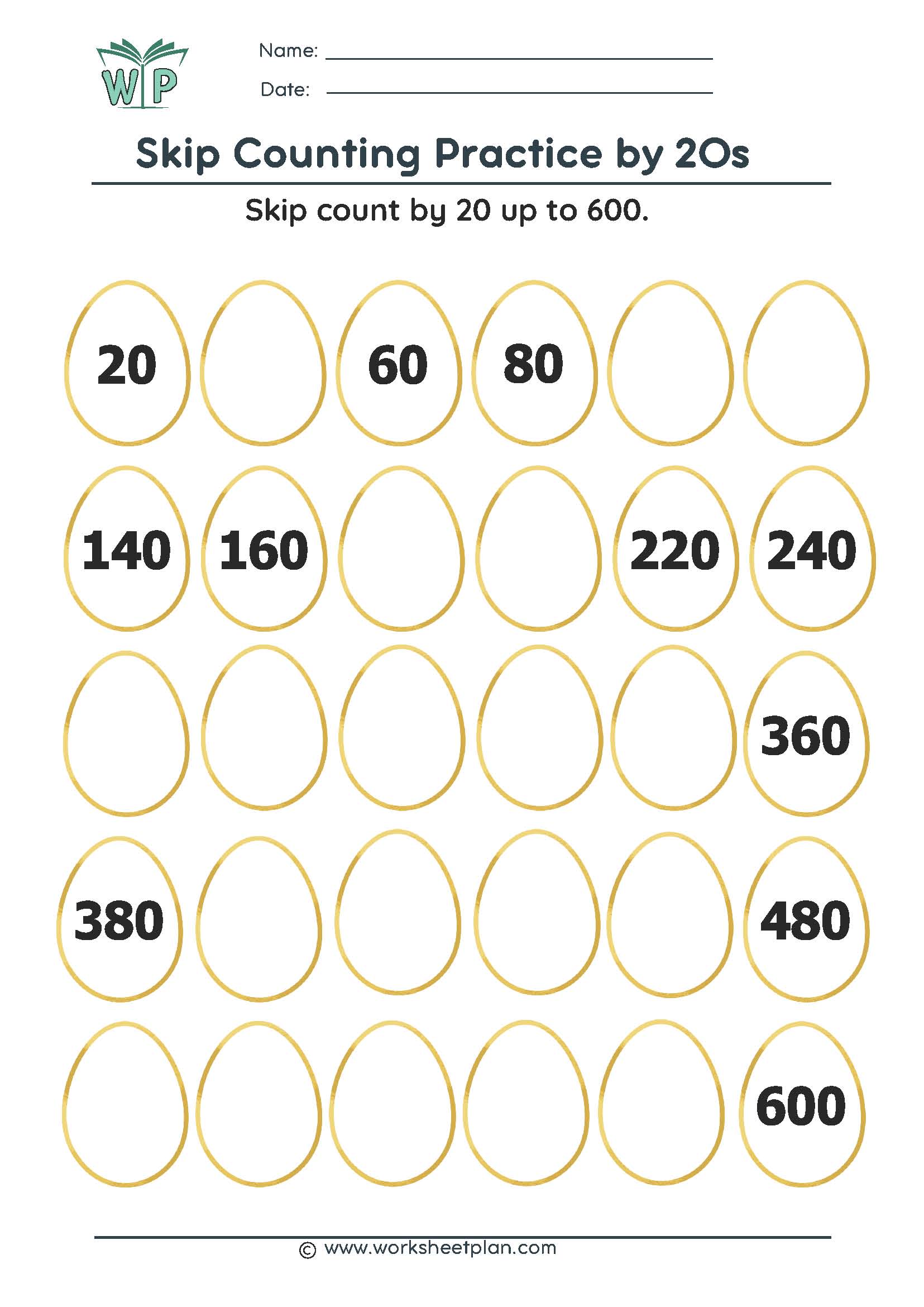 Skip counting 20, 30 and 40 » Worksheet Plan