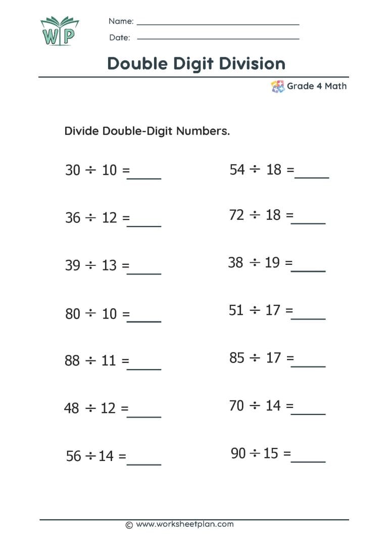 Double digit Division Worksheets » Worksheet Plan