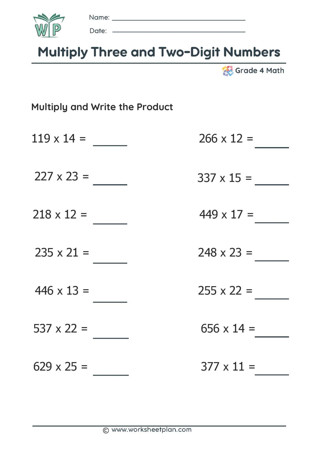 Three and two digits number » Worksheet Plan
