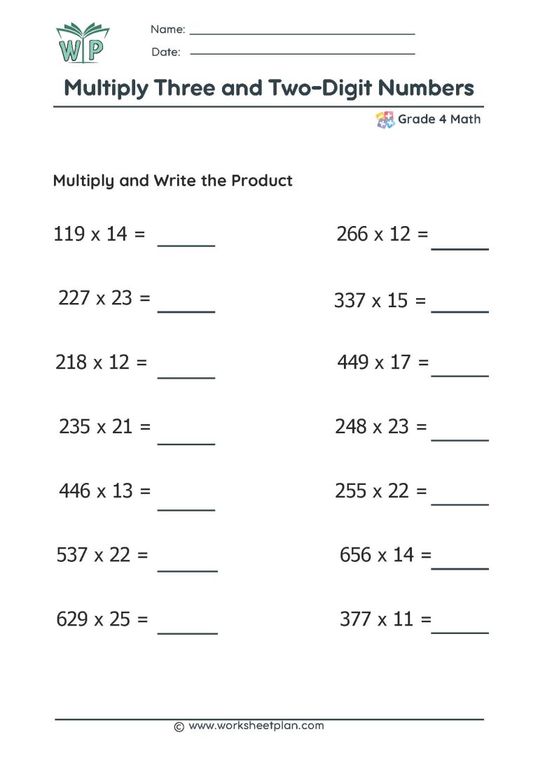 Three and two digits number » Worksheet Plan