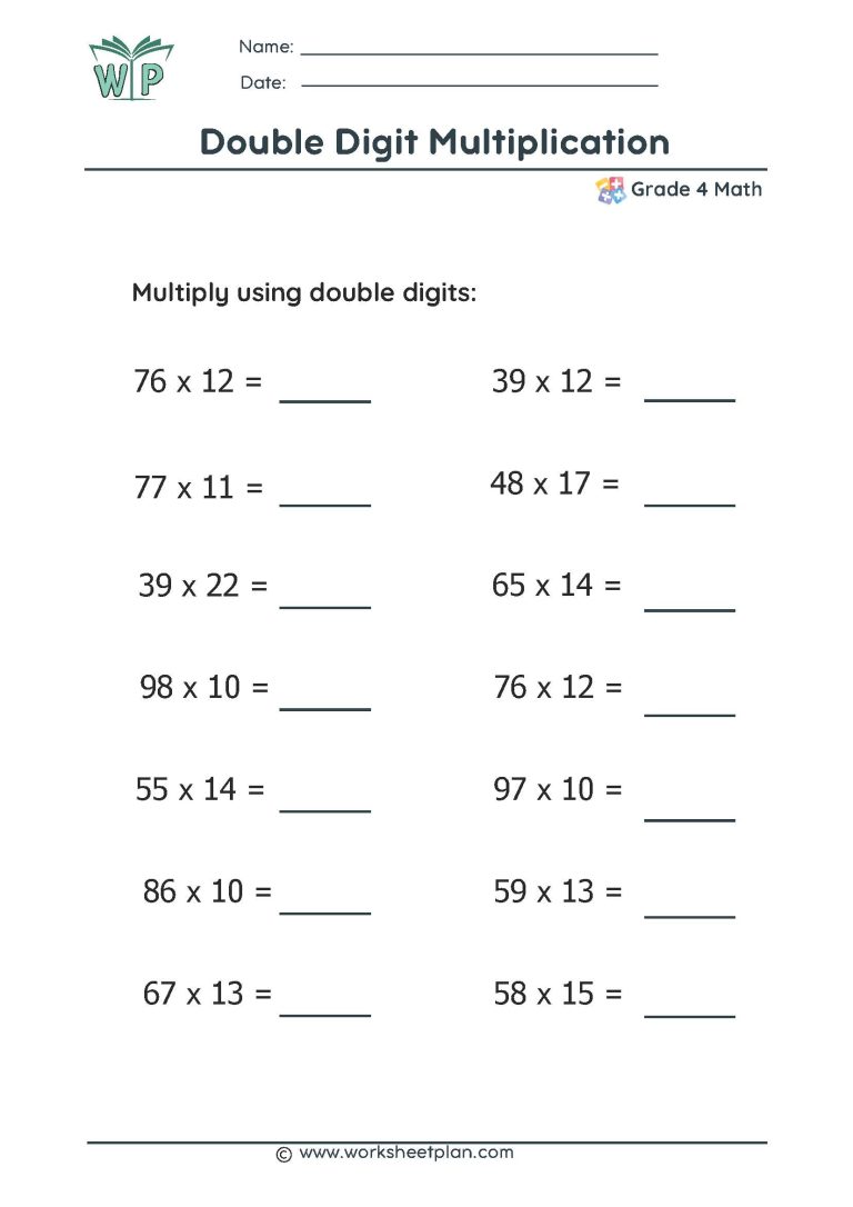 Double-digit multiplication » Worksheet Plan