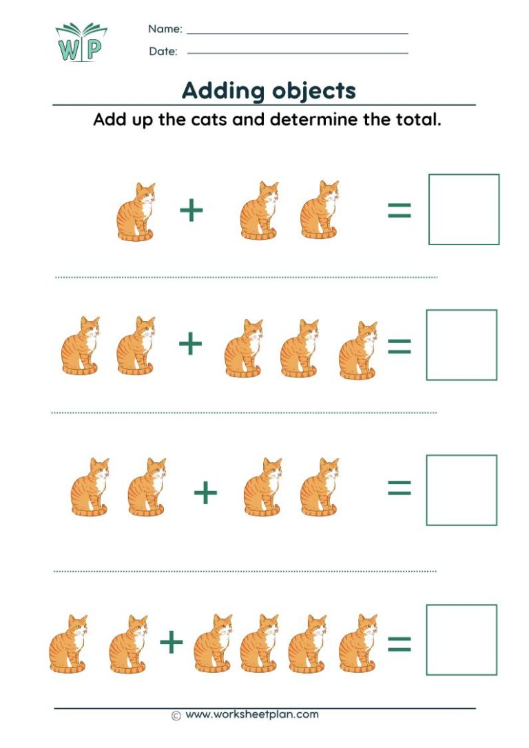 Adding Objects upto 10 » Worksheet Plan